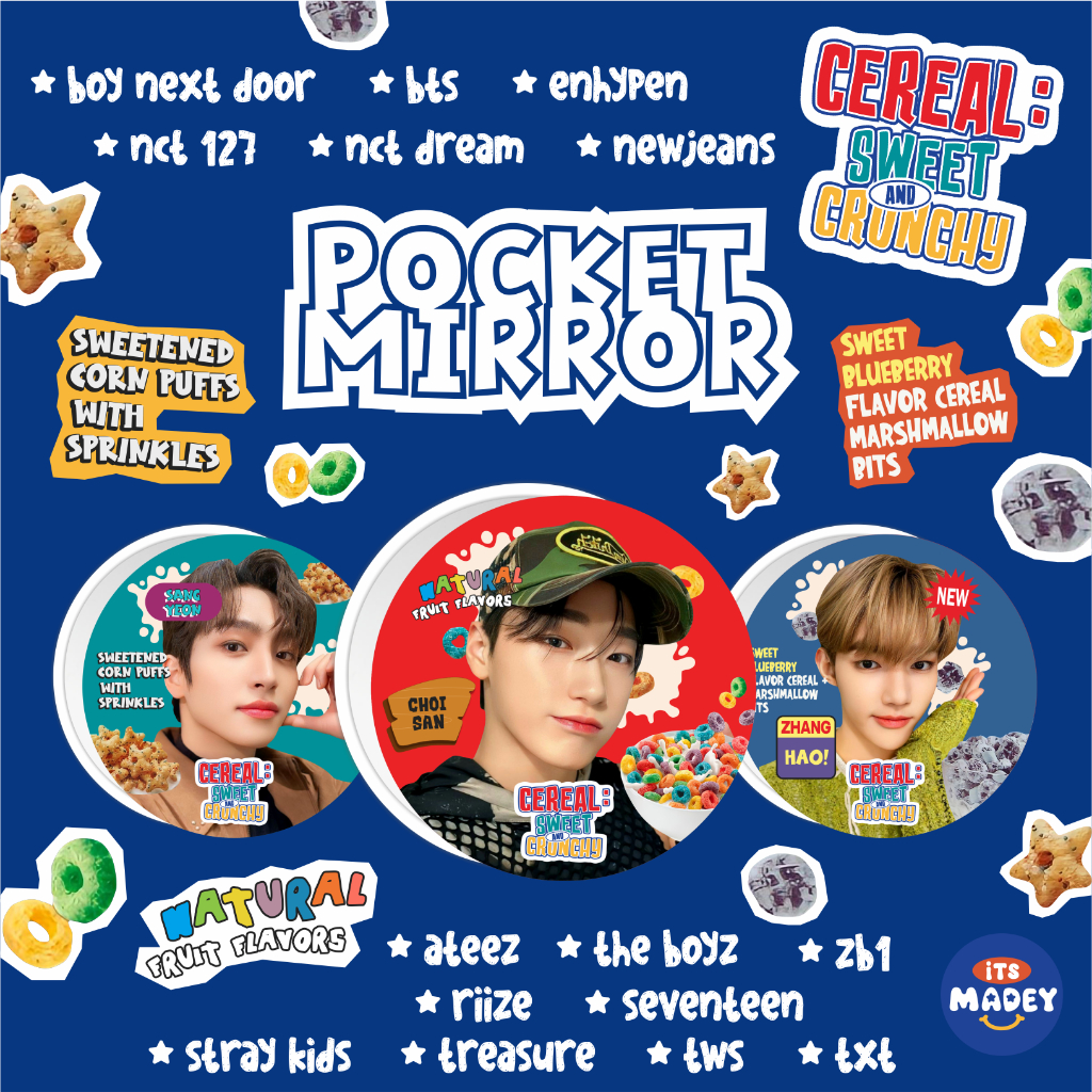 Jual POCKET MIRROR CEREAL SWEET & CRUNCHY | HAND MIRROR VER. ATEEZ ...
