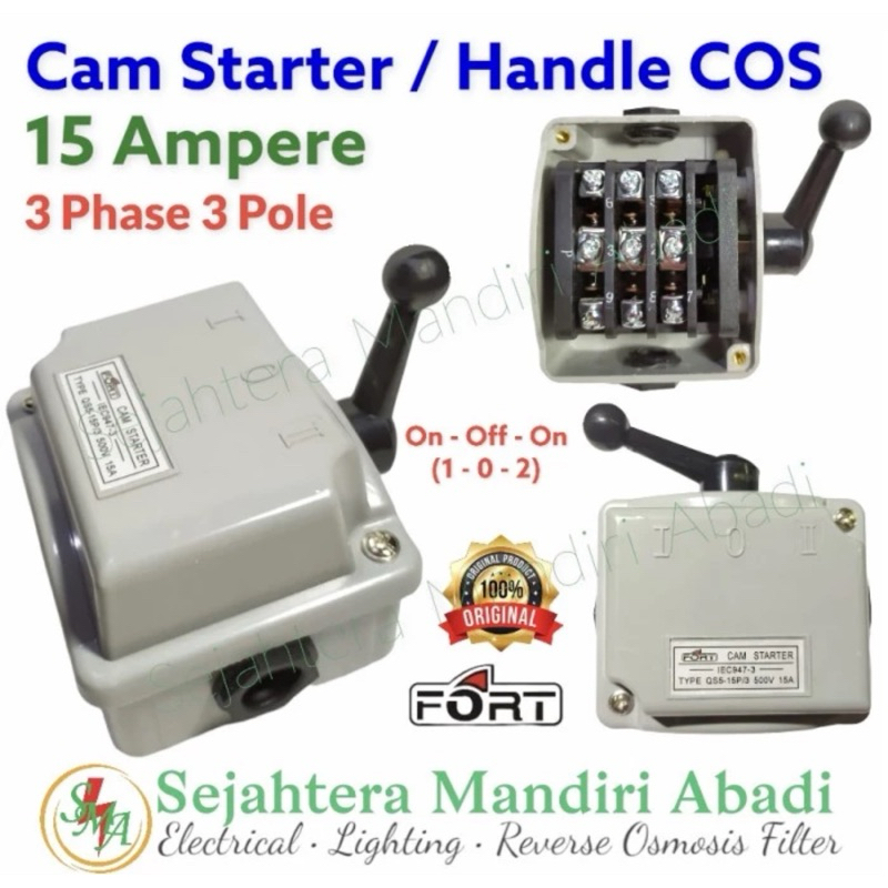 Jual Cam Starter 15 Ampere 3 Phase 3 Pole Handle COS Change Over Switch ...