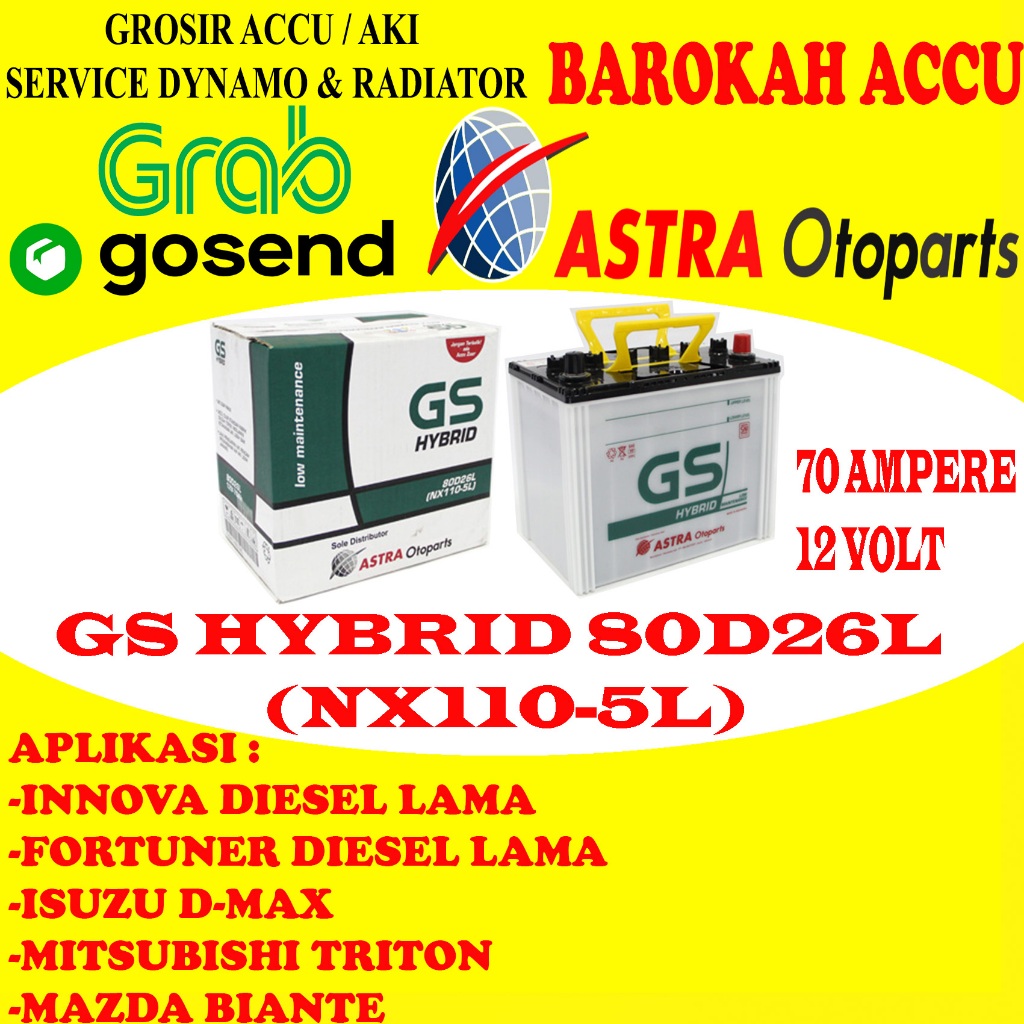 Jual AKI GS HYBRID 80D26L / NX110-5L , 70 AH ASTRA OTOPARTS | Shopee Indonesia