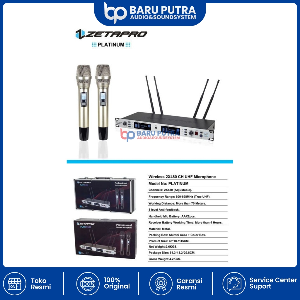 Jual Mic ZETAPRO PLATINUM ORIGINAL 2 Handle / Professional Wireless ...