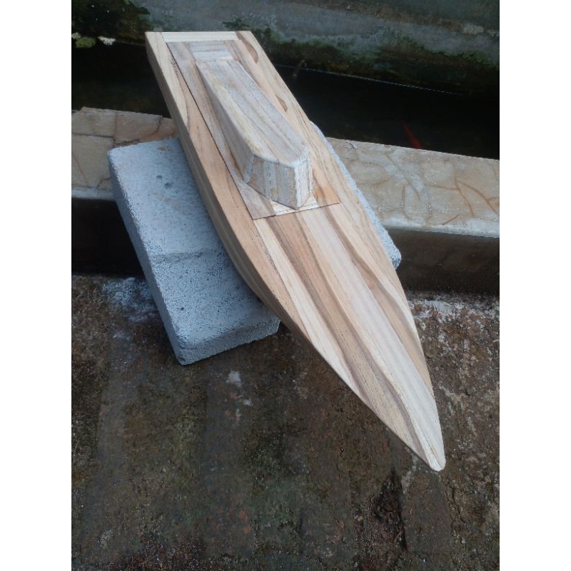 Jual (READY STOK) Hull Rc Speed Boat Handmade 45cm × 13cm Kayu Jati ...
