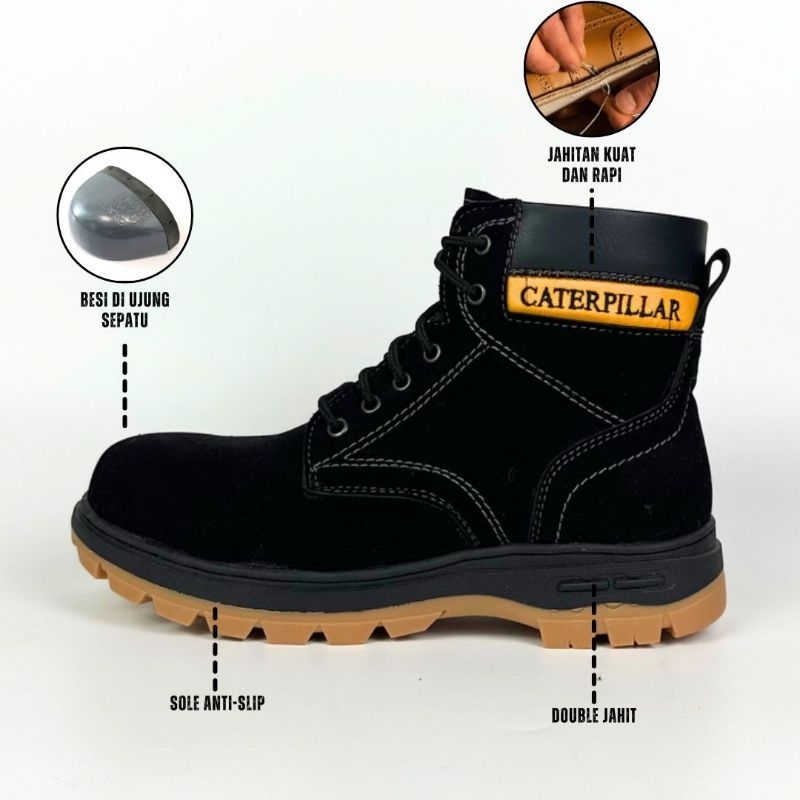 Jual Sepatu Boots Pria Caterpillar Sepatu Ujung Besi Sepatu Kerja ...