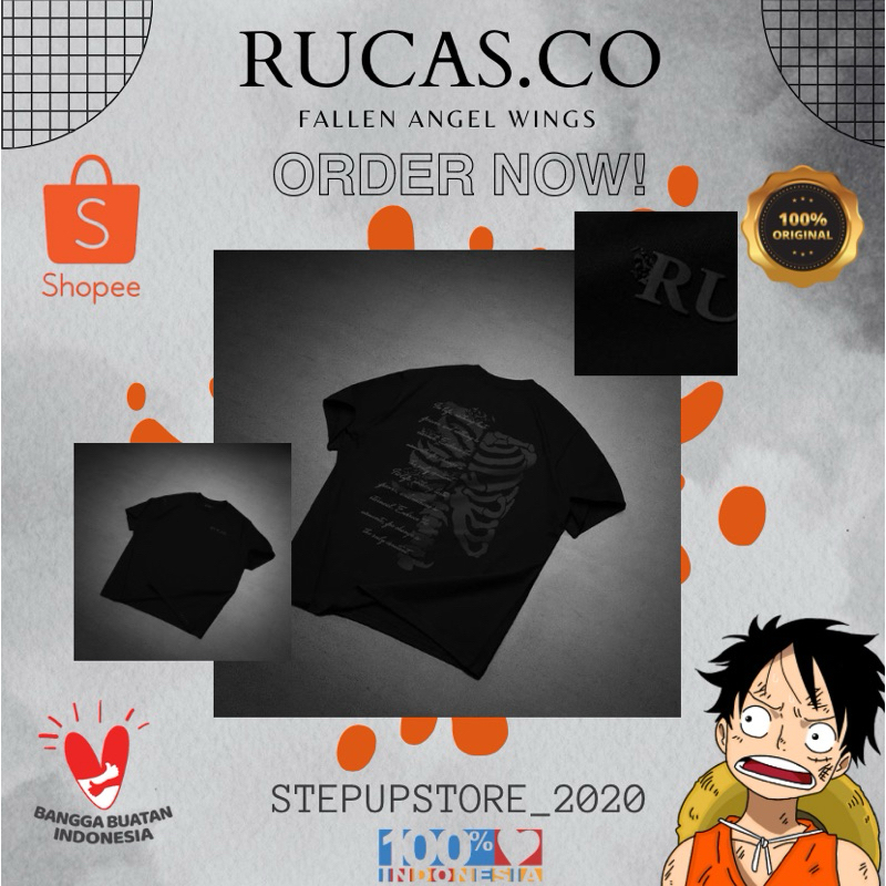 Jual Rucas.co Fallen Angel Wings Skeleton Tee | Shopee Indonesia