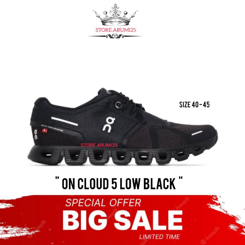 Jual Sepatu On Cloud 5 Low Black | Shopee Indonesia