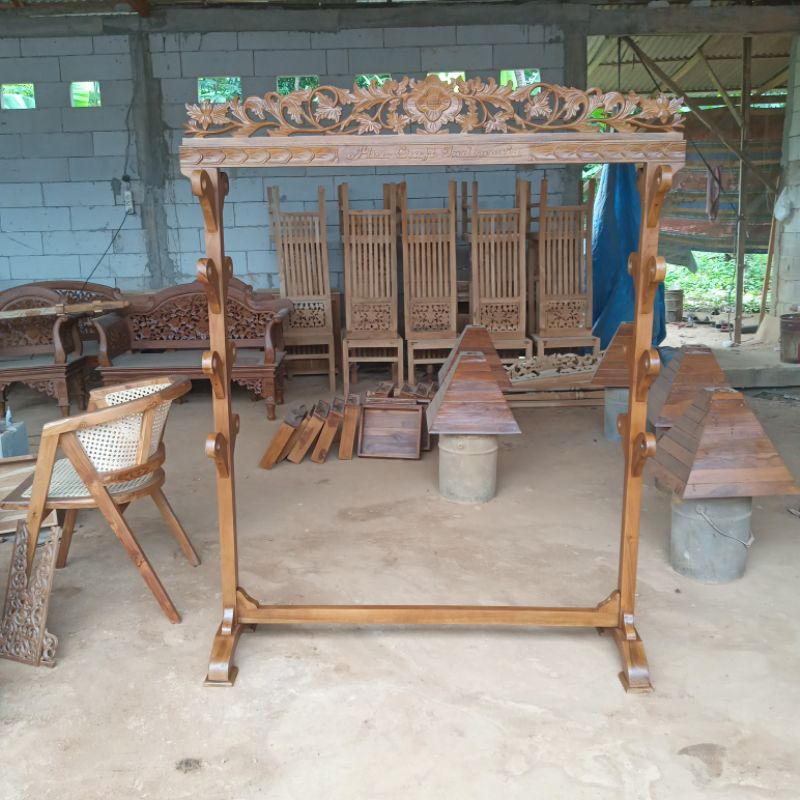 Jual Gawangan kain batik bahan kayu jati-Gantingan kain songket kayu ...