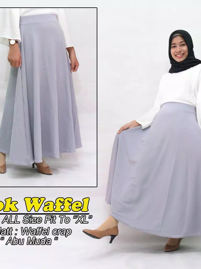Jual ROK MAXI SKIRT WAFLE CREPE ROK LEBAR BAHAN TEBAL | Shopee Indonesia