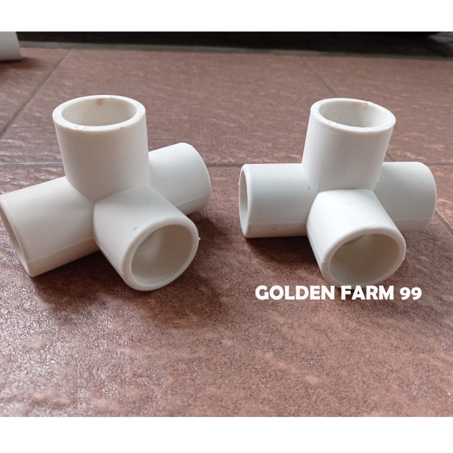 Jual WAH Konektor atau sambungan 4 arah pipa PVC 1 inch warna putih ...