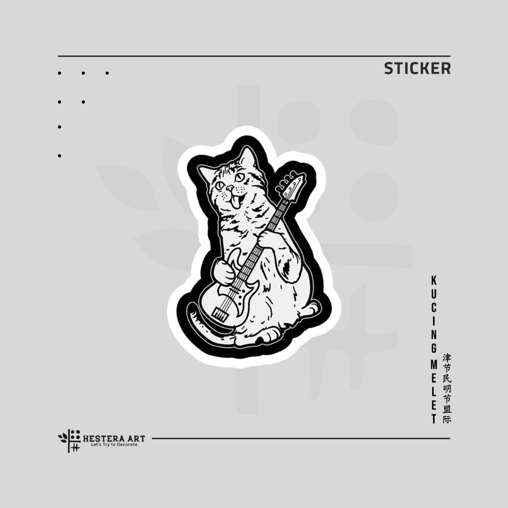 Jual Stiker Guitar Cat Sticker Vinyl Doff Laminasi | Stiker Kucing ...