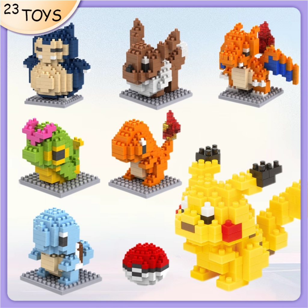 Jual Mini Block Bricks Toys Pikachu DIY Susun Blok Charmander 3D Blok ...