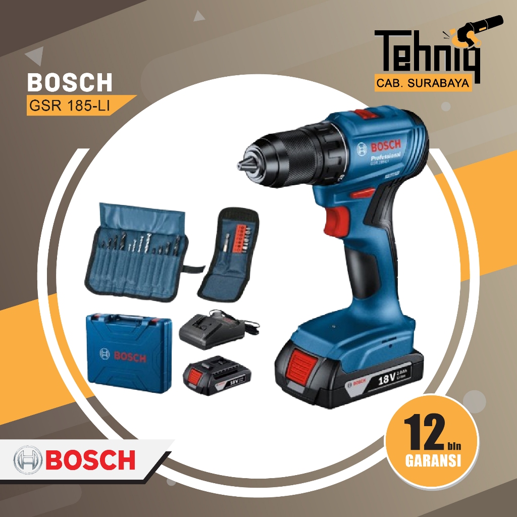 Jual Mesin Bor Baterai Cordless Drill Brushless BOSCH GSR 185 LI 18 ...