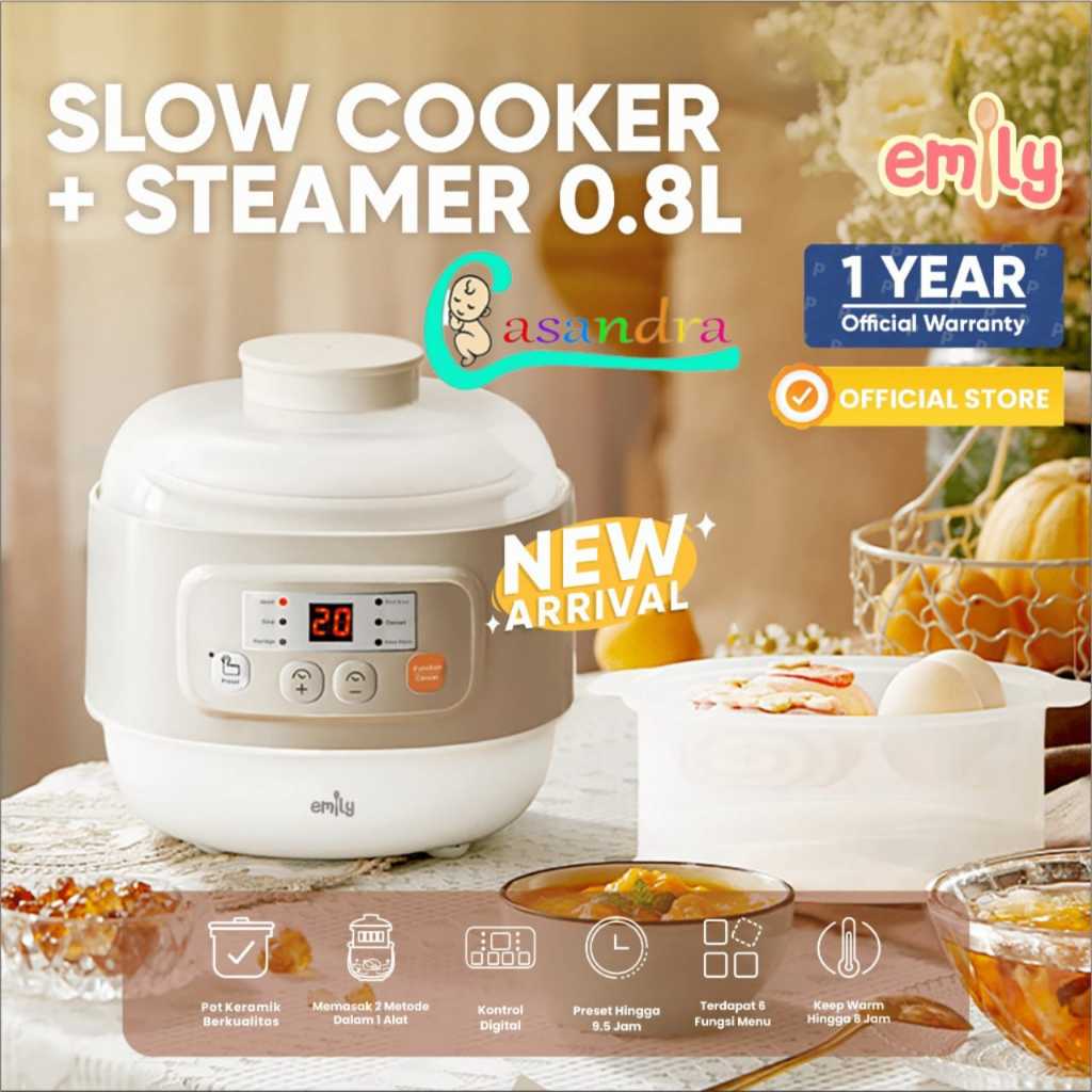 Jual Emily Slow Cooker + Steamer 0.8L Ceramic Esc 37006 / Emily Slow ...