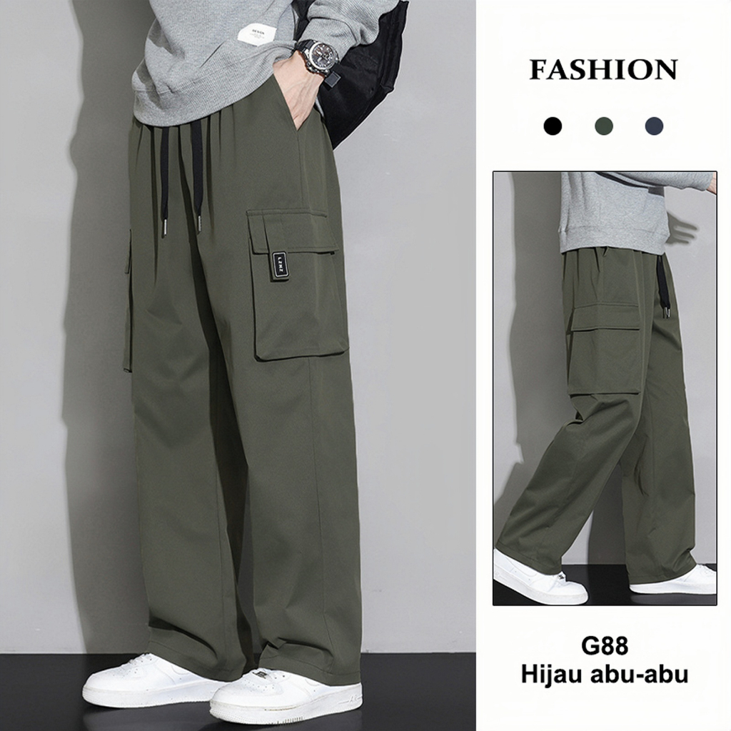 Jual Celana Cargo Panjang Pria Korean style Big Size Celana kargo Banyak Kantong Fashion Celana ...