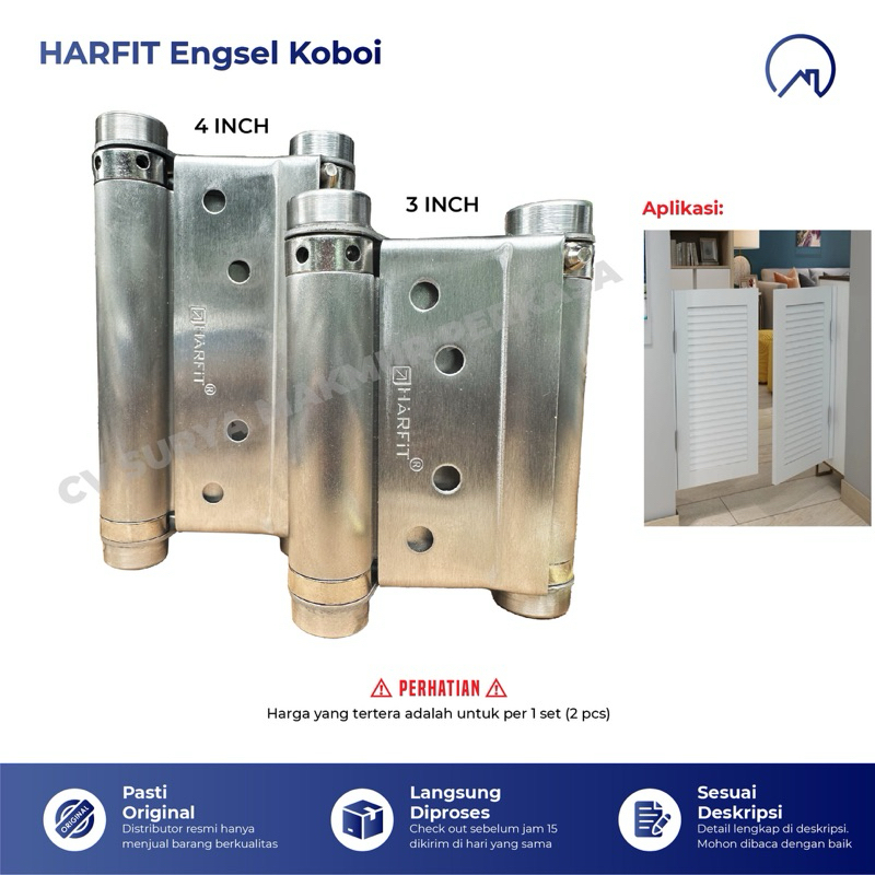 Jual HARFIT Engsel koboi 3 Inch & 4 Inch Stainless Steel / engsel pintu ...