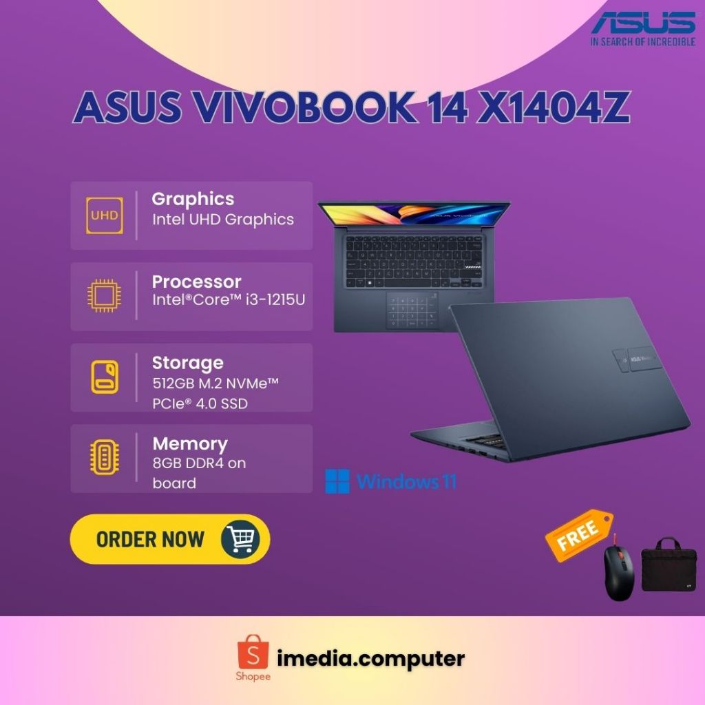 Jual ASUS VIVOBOOK 14 X1404Z i3-1215U UHD 8GB 512GB SSD IPS W11 ...