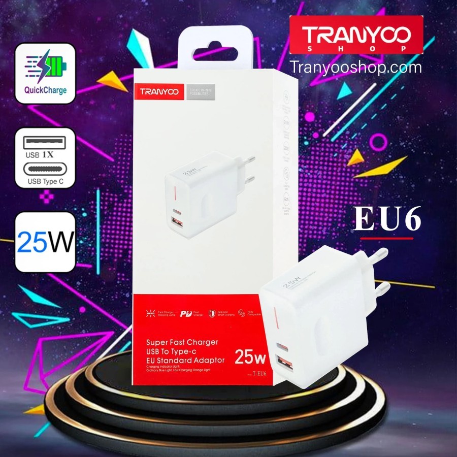 Jual tranyoo adaptor usb to type c super fast charger 25 w | Shopee Indonesia