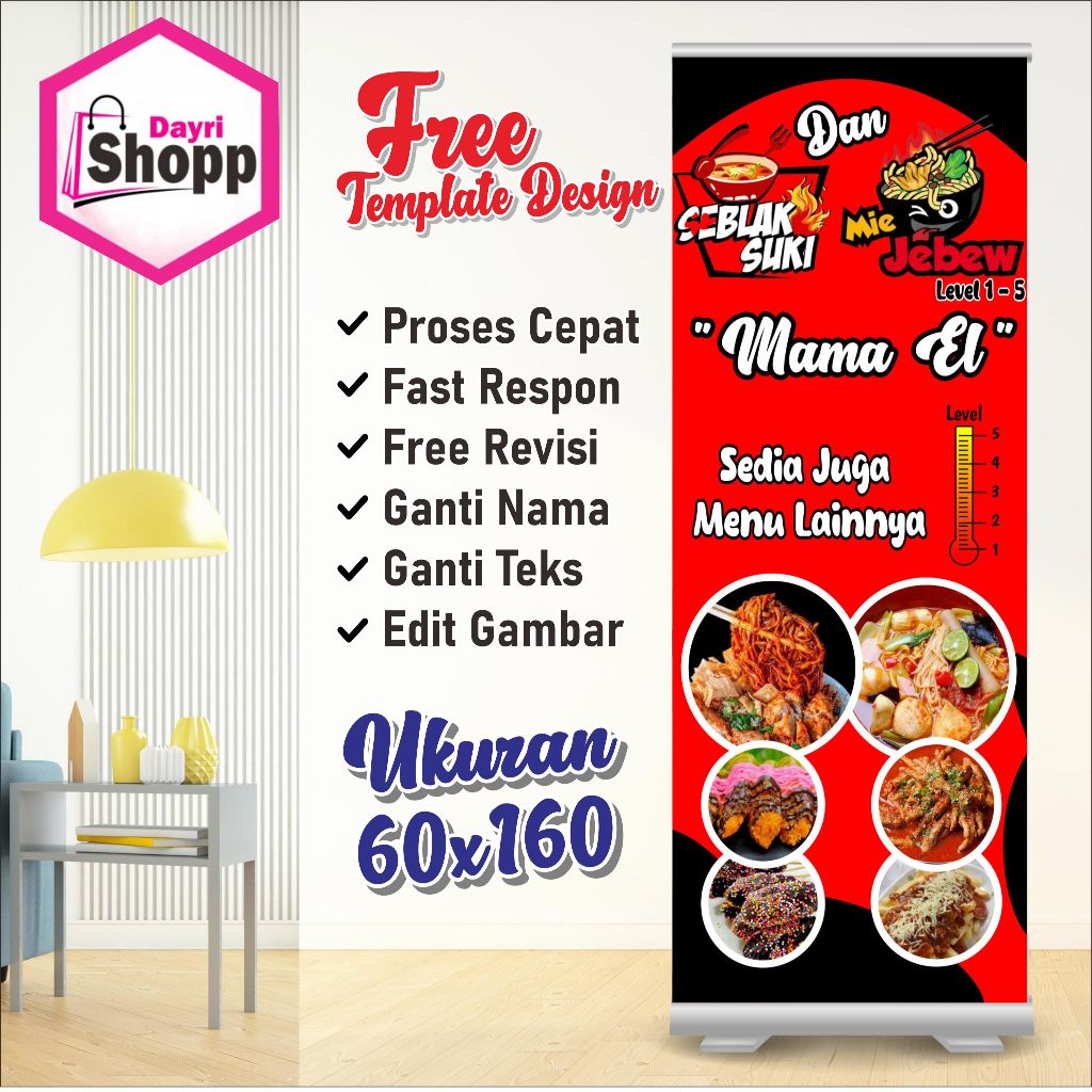 Jual Size 60x160 cm,Spanduk Banner Seblak Suki Pedas Merah Terbaru ...