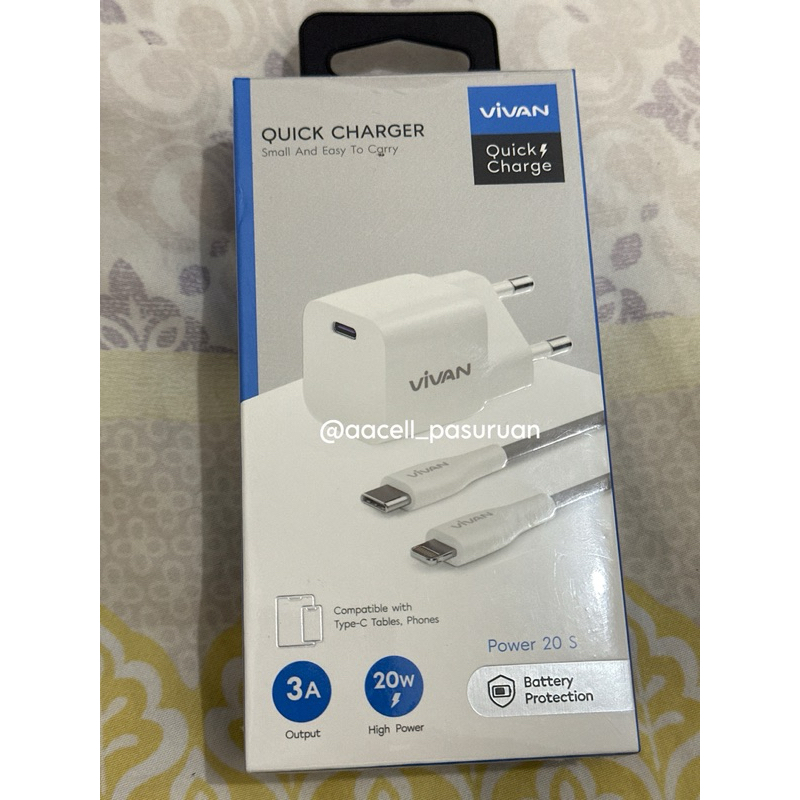 Jual Vivan Power 20 S Kabel Charger iPhone Fast Charging 20W 3A PD Type ...