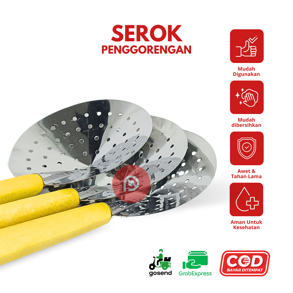 Jual Serok Penggorengan Stainless Steel Anti Karat Gagang Kayu Anti ...