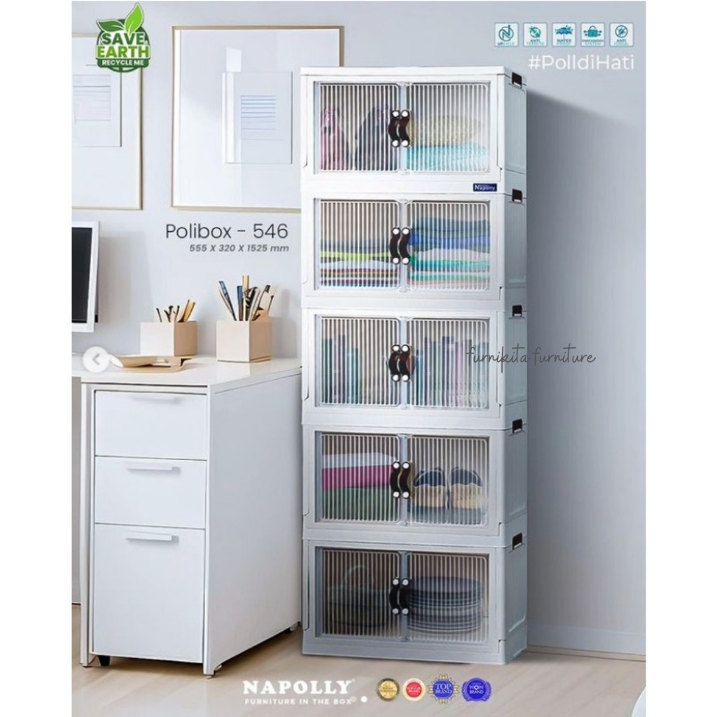 Jual CONTAINER BOX LIPAT LEMARI SUSUN PLASTIK SERBAGUNA POLIBOX NAPOLLY ...