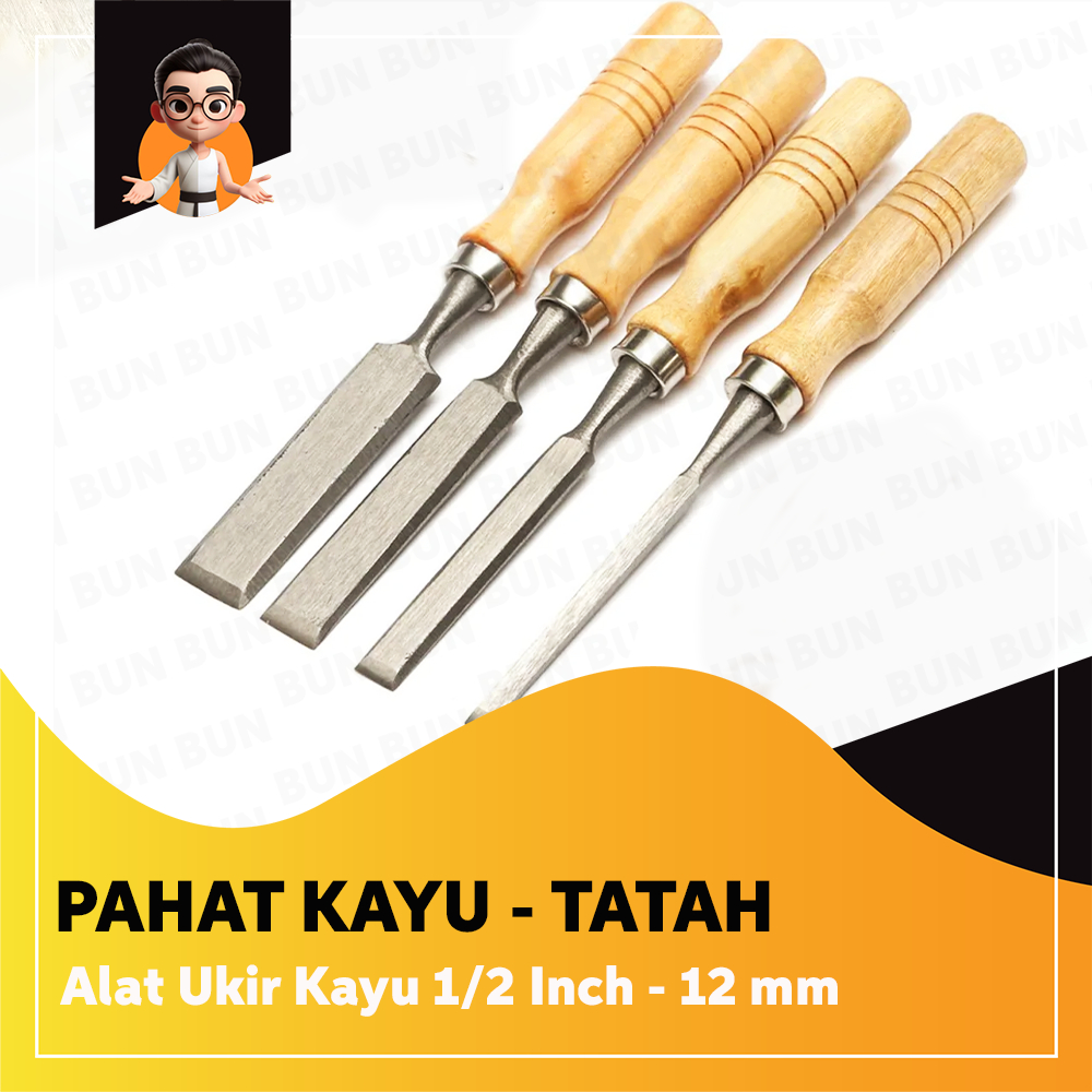 Jual Pahat Ukir Kayu 1/2 INC Gagang Kayu - Tatah Kayu 0.5 inch 12 mm ...