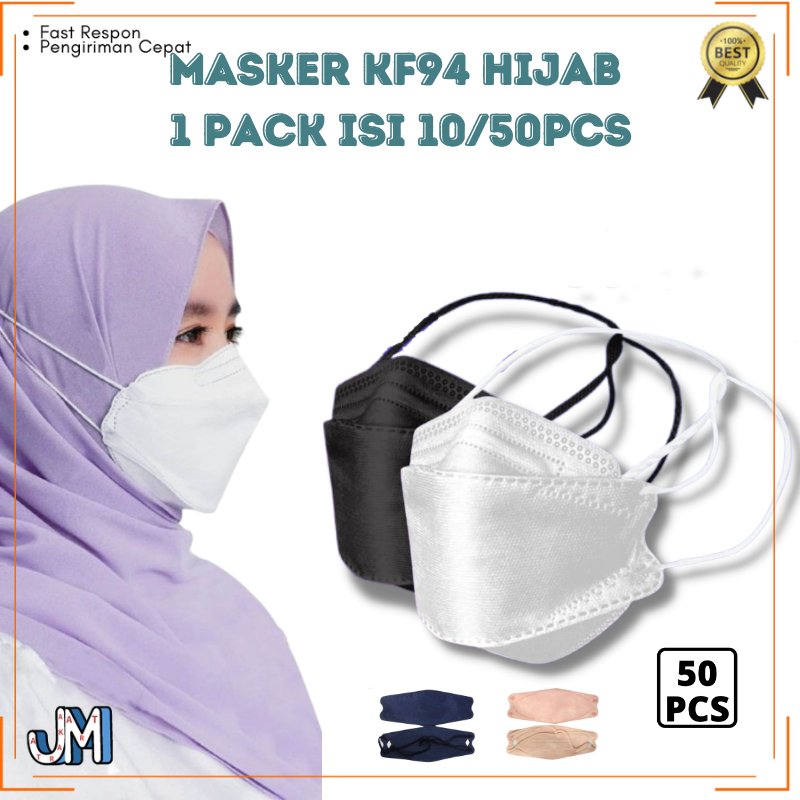 Jual Masker KF94 4Ply Hijab/Headloop Isi 50 Pcs 4Ply 4D Kualitas Impor | Shopee Indonesia