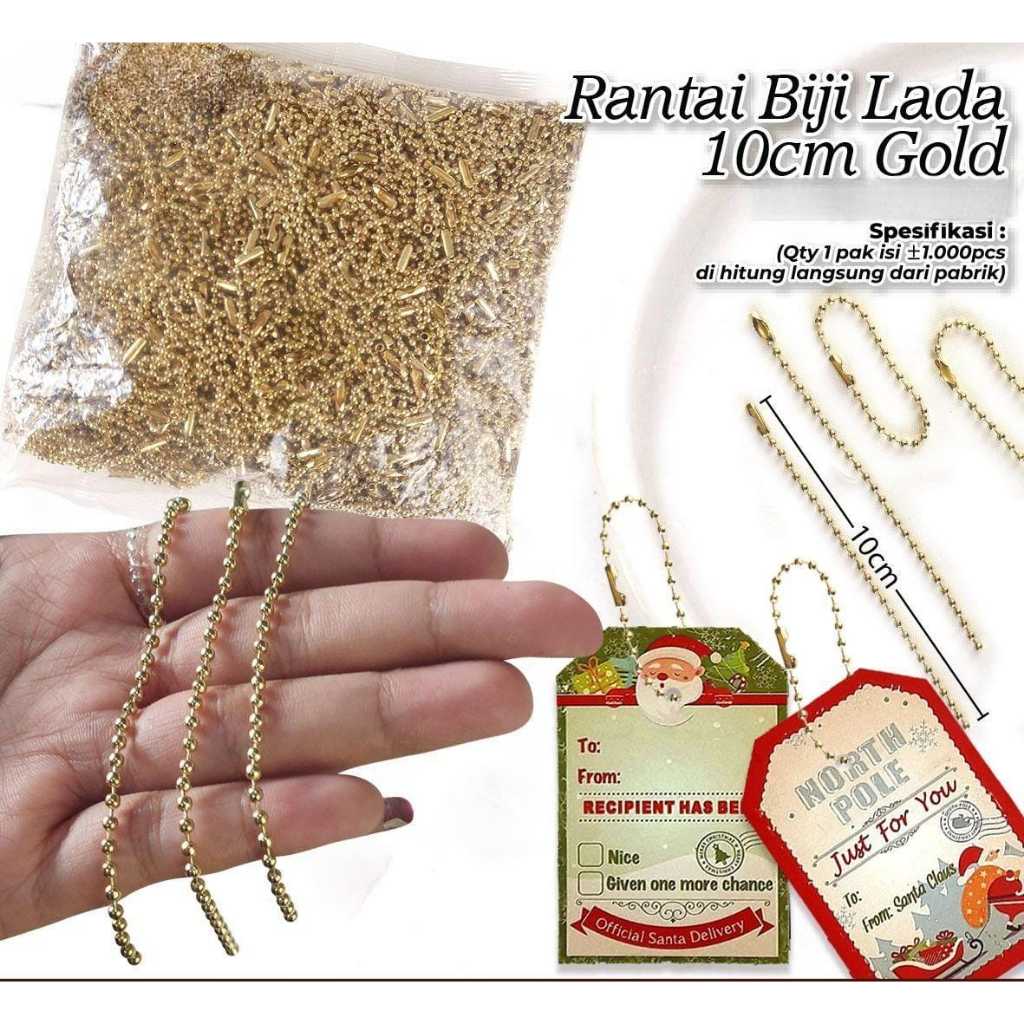 Jual Rantai Biji Lada 10cm Gold| Rantai Hangtag| Rantai Bola| Gantungan ...