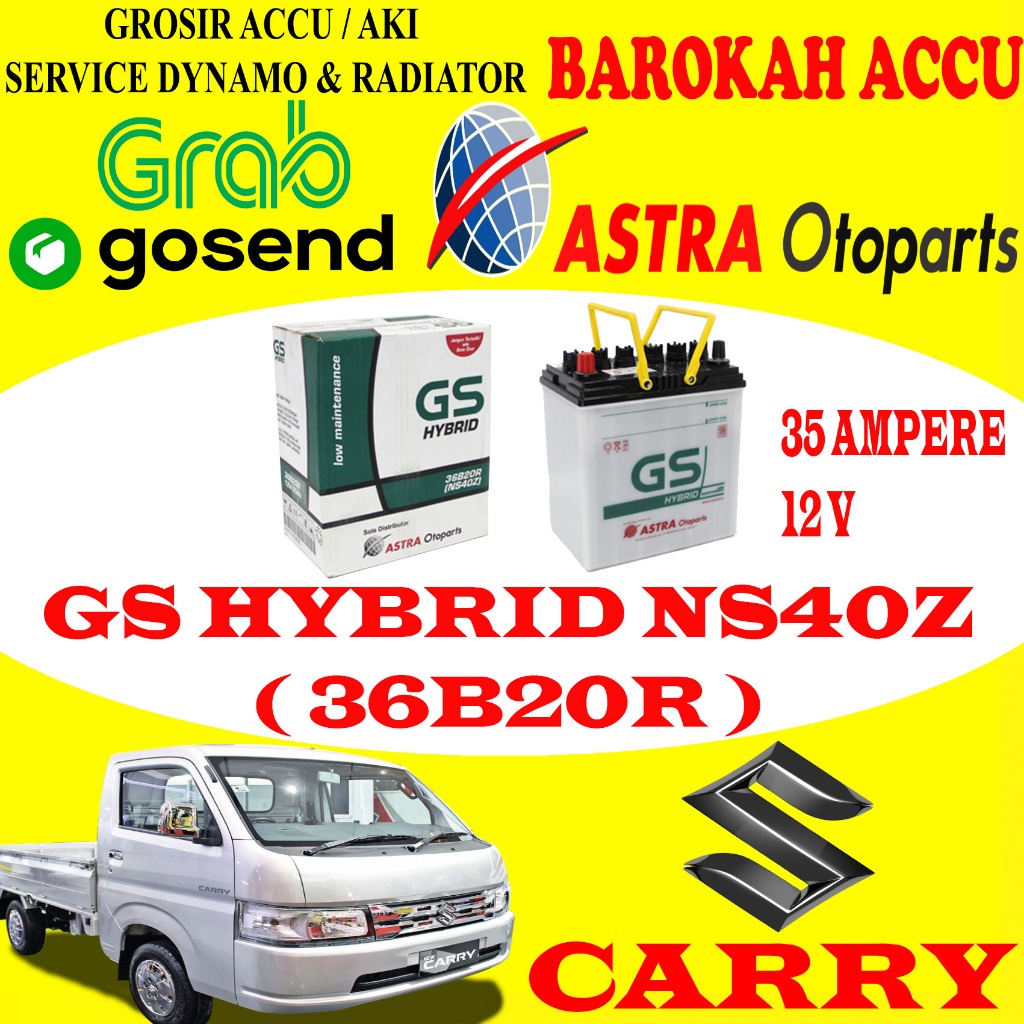 Jual AKI MOBIL SUZUKI CARRY GS HYBRID NS40Z / 36B20R , 35 AH ASTRA OTOPARTS | Shopee Indonesia
