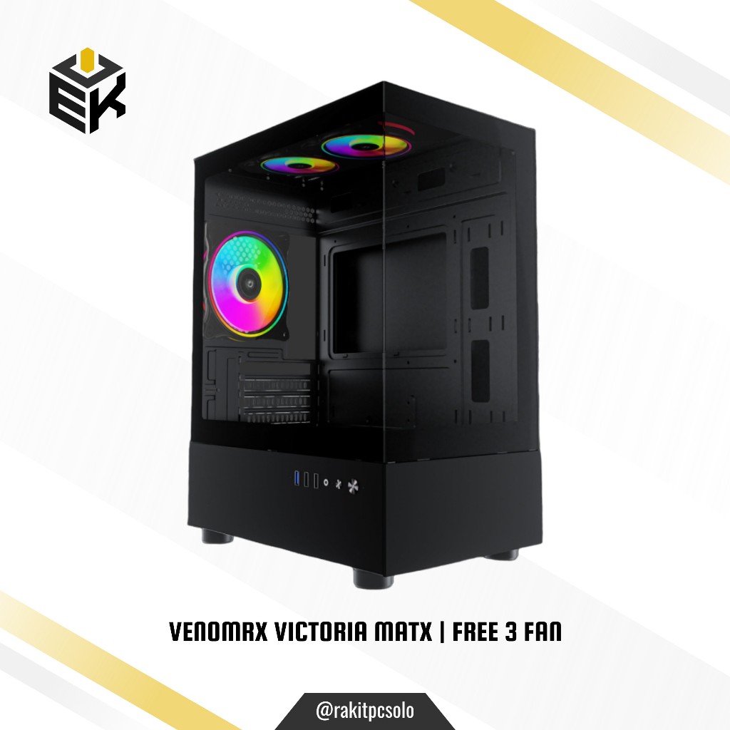 Jual VenomRX Victoria Black MATX Free 3 Fan M-ATX Micro ATX Casing PC ...