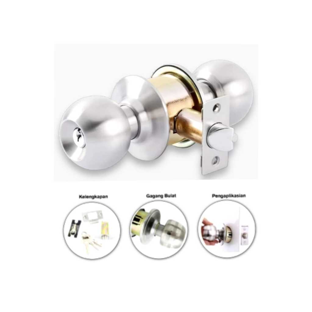 Jual Kunci Stainless Kamar Mandi Knob Handle TarikanPintu Bulat Gagang ...