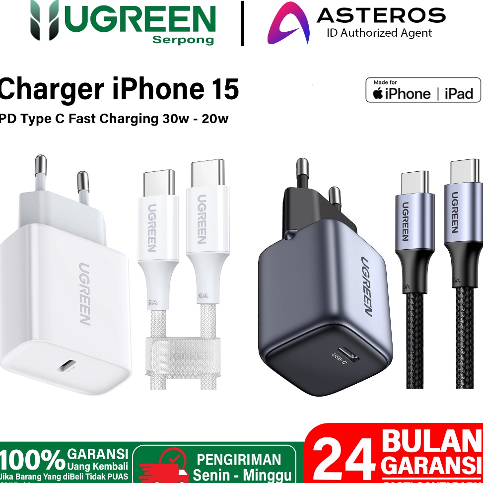 Jual KODE O16P UGREEN Charger iPhone 15 Pro Max PD Type C Fast Charging ...