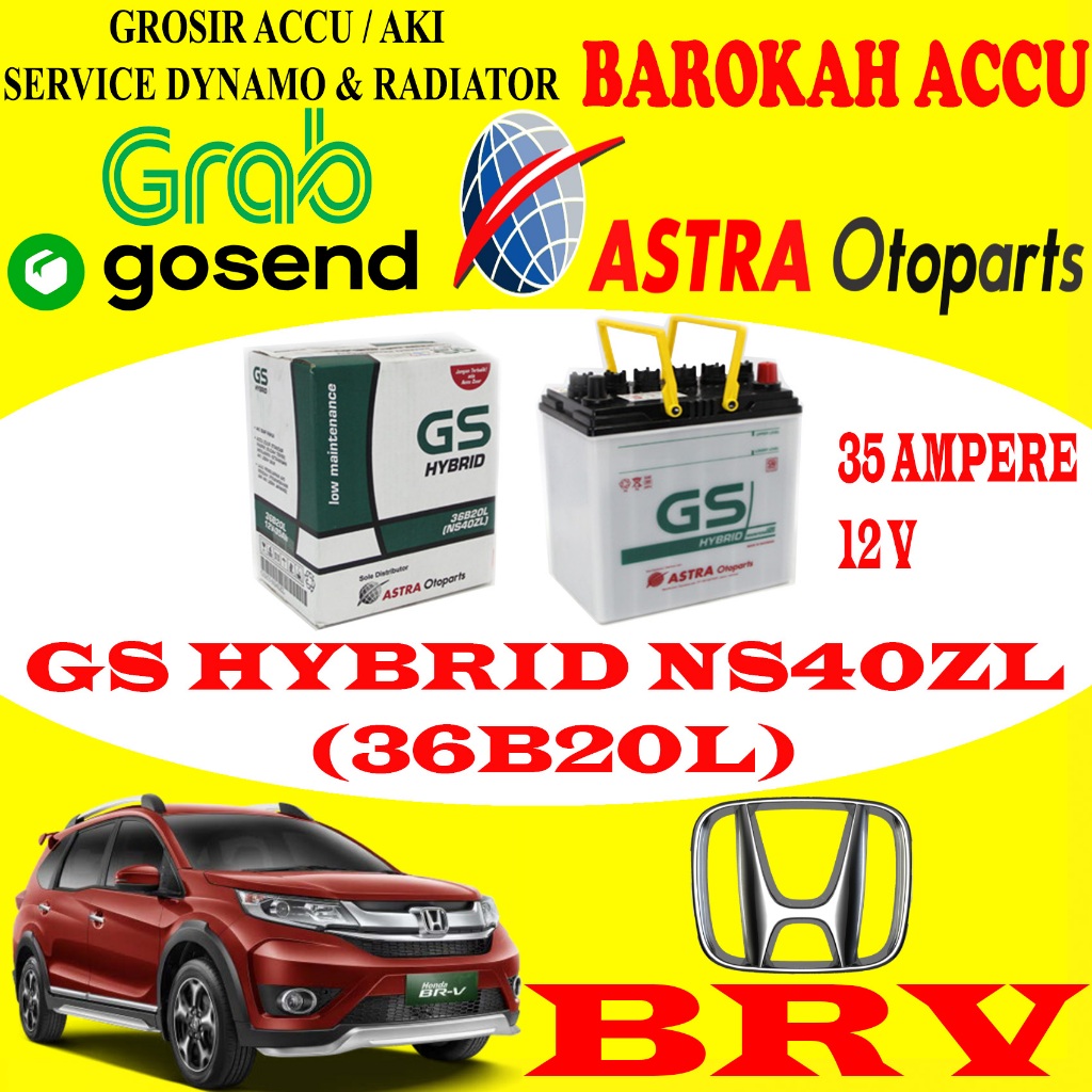 Jual AKI MOBIL HONDA BRV GS HYBRID NS40ZL / 36B20L, 35 AH ASTRA OTOPARTS | Shopee Indonesia