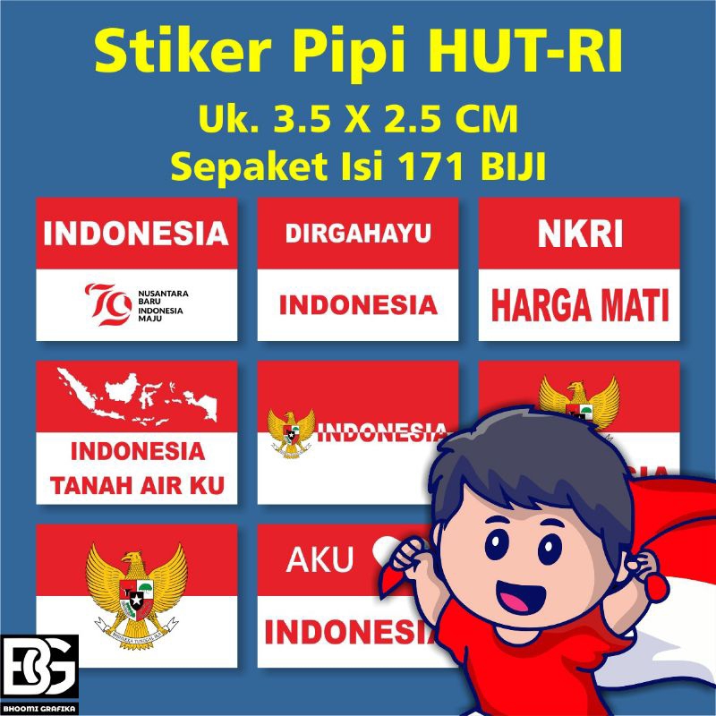 Jual Stiker Pipi || Stiker HUT RI || Uk 3.5 x 2.5 cm || Dapat 171 ...