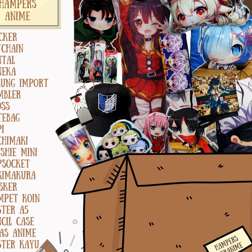 Jual FG2 paket merchandise anime hampers fan kit jujutsu kaisen haikyuu ...