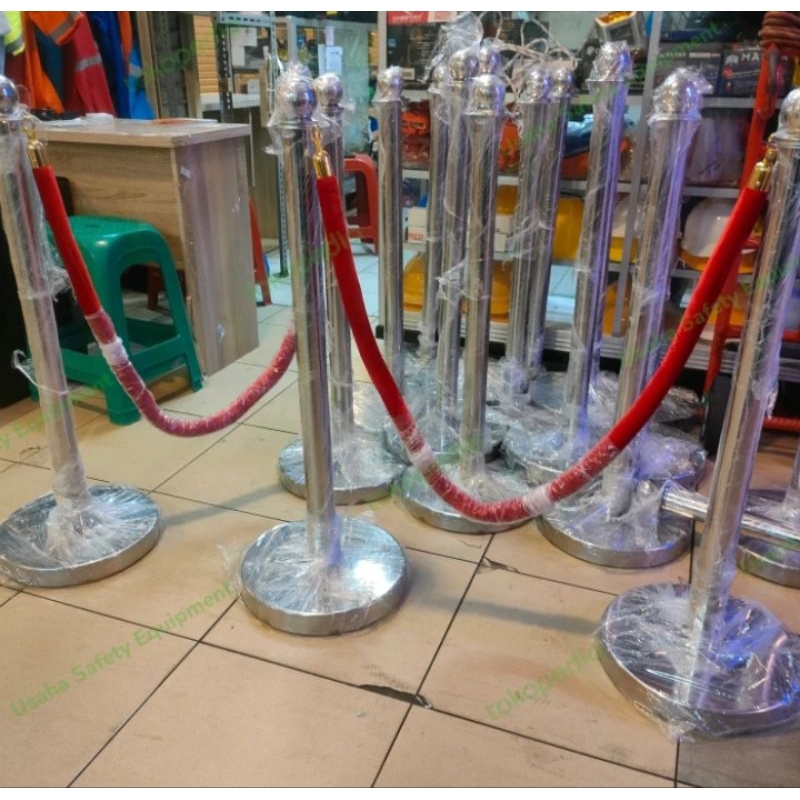 Jual Tiang Antrian Stainles Kepala Bulat / Pembatas Tiang Antrian Bulat ...