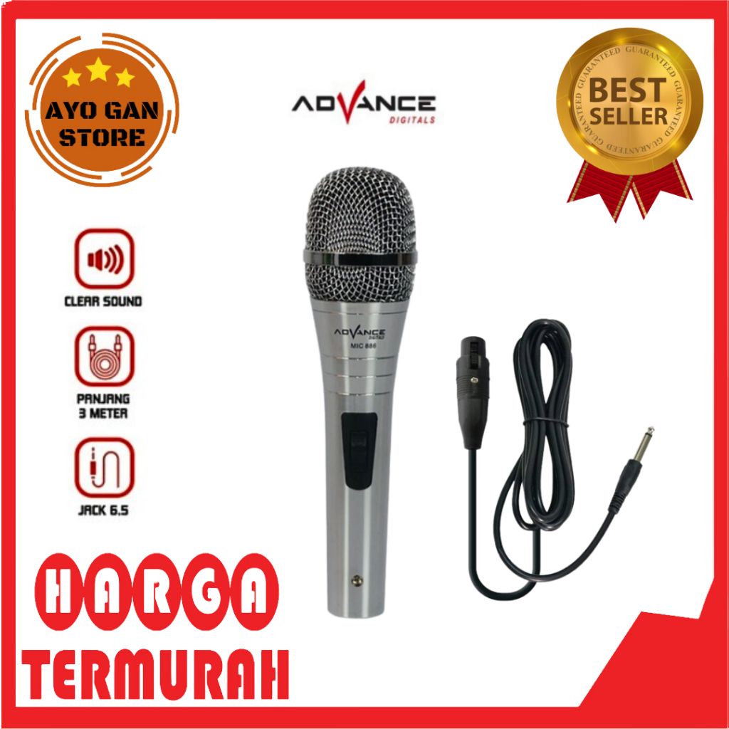 Jual ADVANCE Microphone Profesional Dynamic MIC-886 | Shopee Indonesia