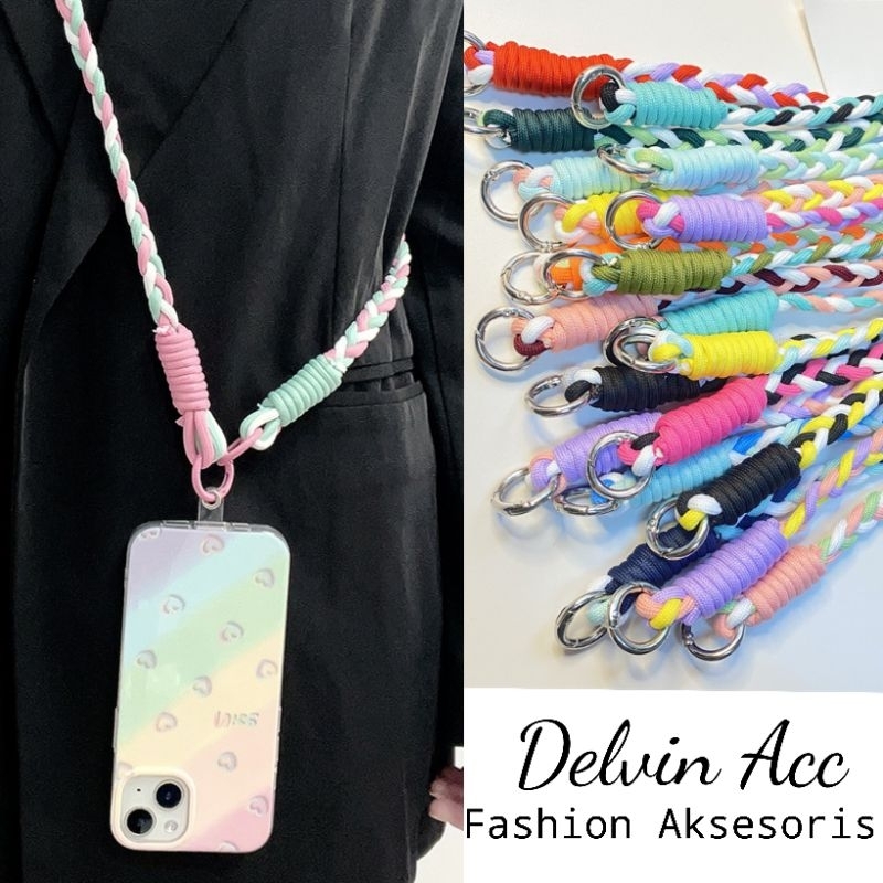 Jual Tali Selempang Hp Tali Kepang Rope Warna Warni Bahan Kuat Free ...
