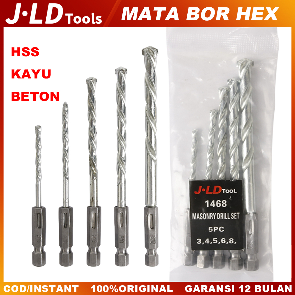 Jual JLD 5Pcs Mata Bor Hex Shank 3-8MM 1/4inch HSS Mata bor KAYU Mata ...