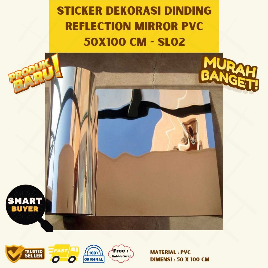 Jual Sticker Cermin Tempel Dekorasi Dinding Reflection Mirror PVC 50 x ...