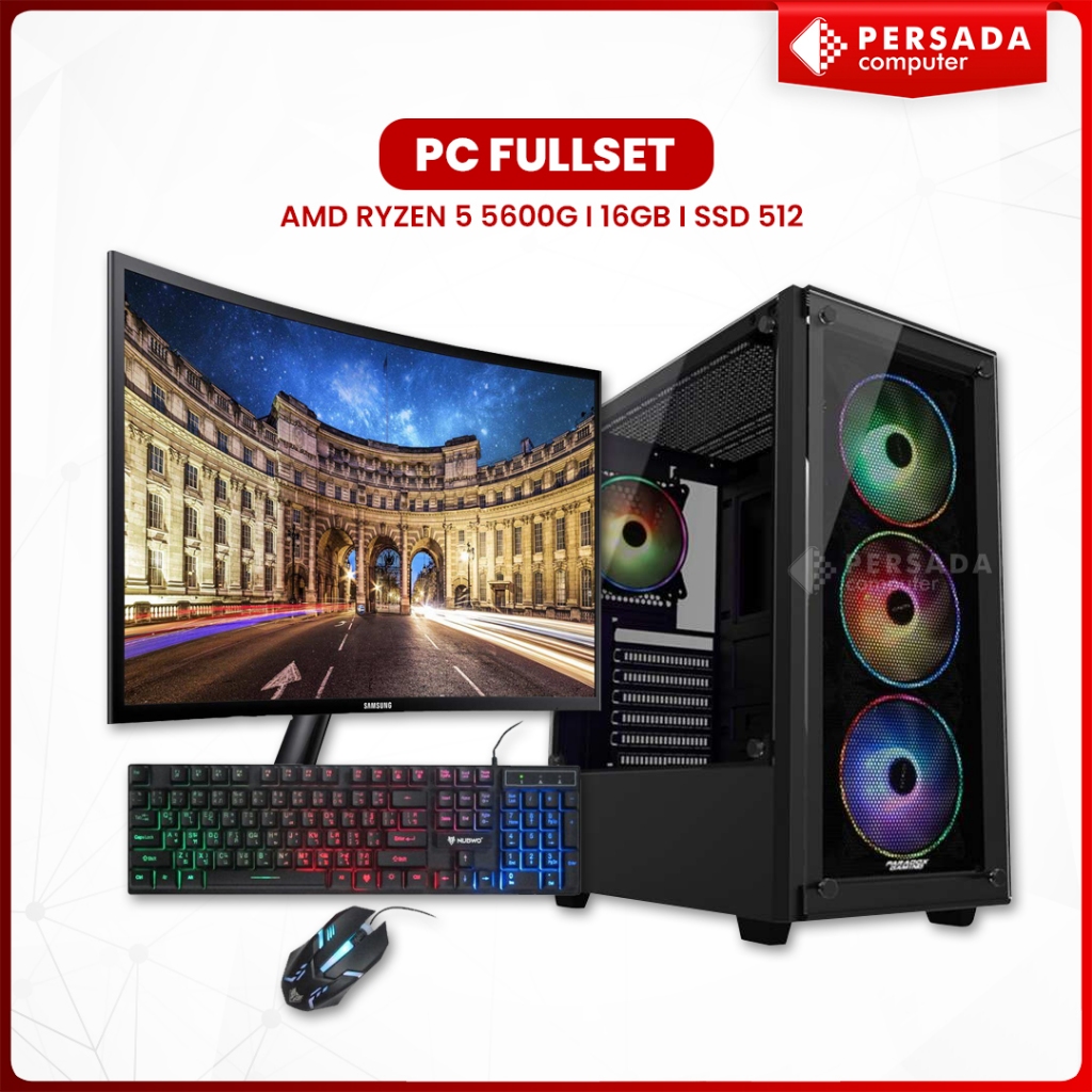 Jual FULLSET AMD RYZEN 5 5600G I 16GB I SSD 512 I LENGKAP MONITOR 24 ...