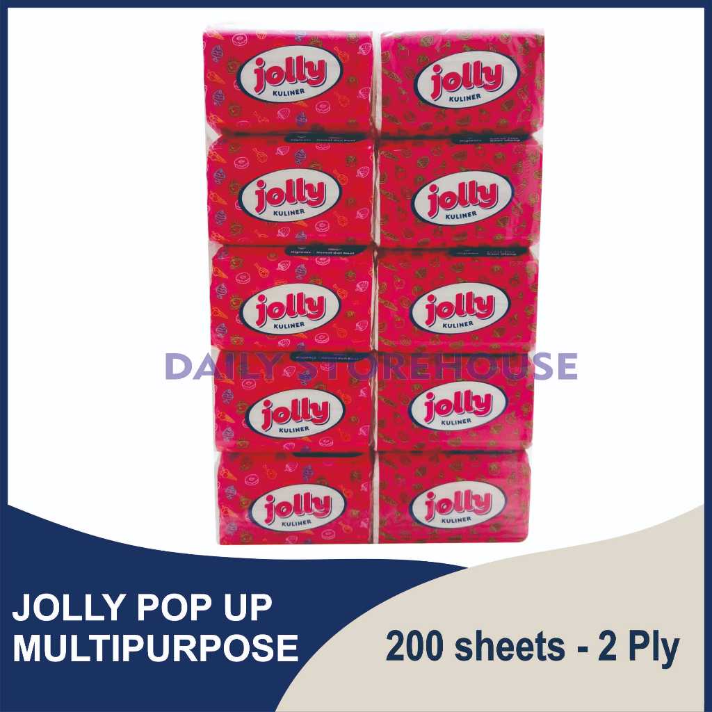 Jual Tissue Jolly Pop Up Multipurpose Isi 10 Pack 200 Sheets 2 Ply Tisu ...