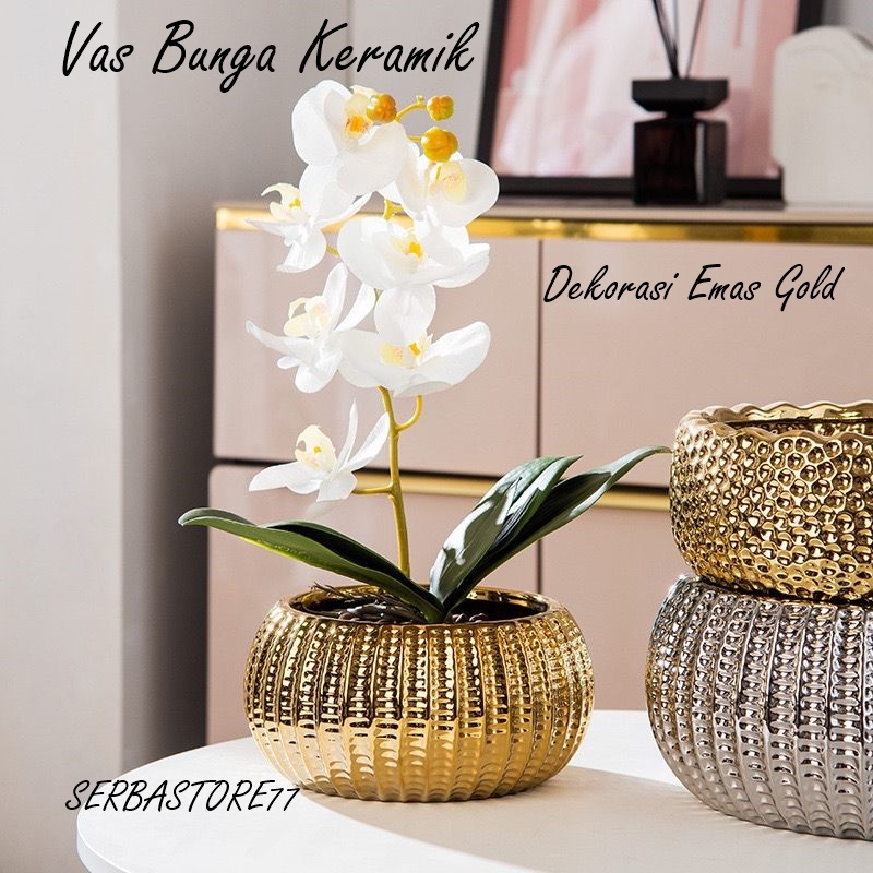 Jual Vas Bunga Keramik Colombia & Rangkaian Anggrek Latex Premium ...