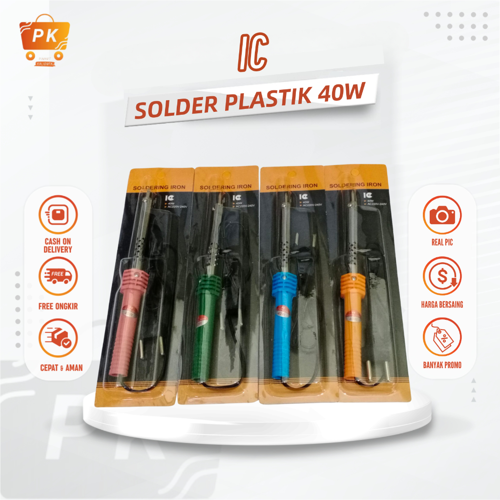 Jual Solder Kayu Listrik Gagang Plastik Soldering Iron 40 Watt IC ...
