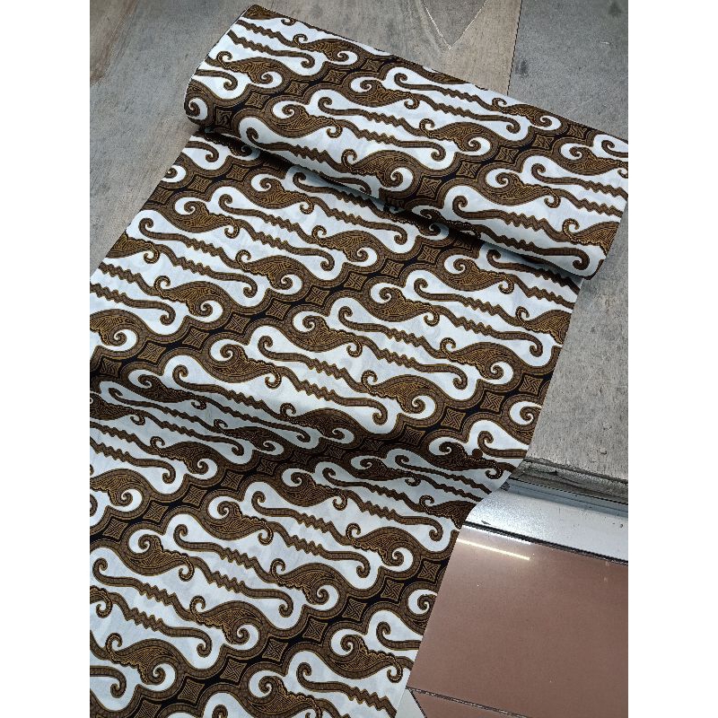 Jual kain batik katun halus motif lereng putih coklat sogan // bahan ...