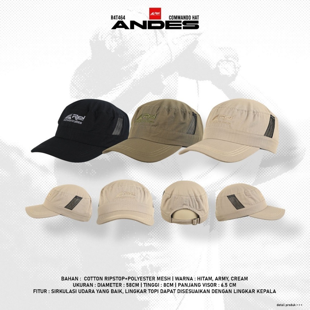 Jual New Arrival Topi Rei Arei Commando Komando Andes - Hitam | Shopee ...