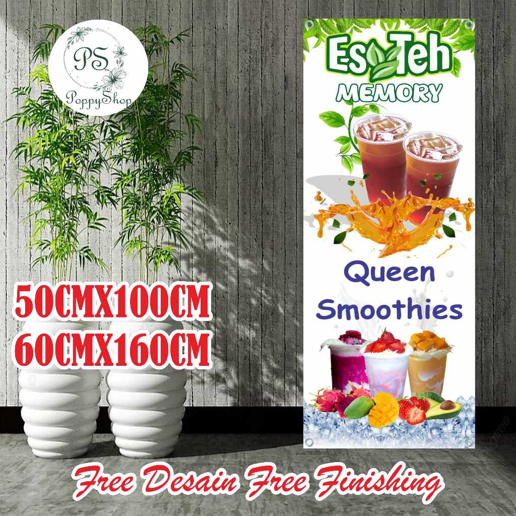 Jual Spanduk Banner 60X160 Es Teh & Smoothies Bisa Custom Desain ...