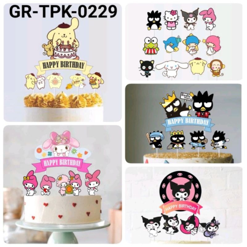 Jual Topper cake ultah tema Sanrio / Hiasan kue ulang tahun tema ...