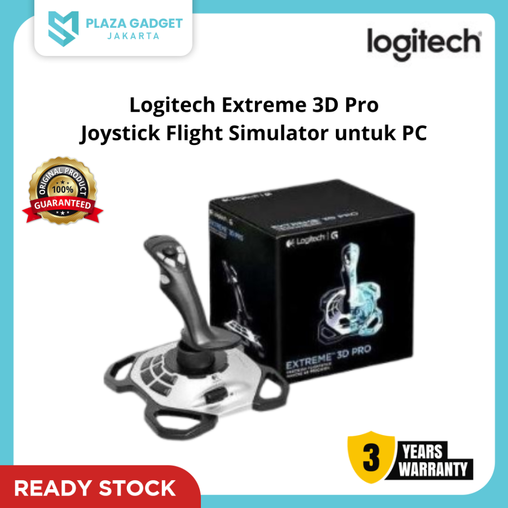 Jual Logitech Extreme 3D Pro Joystick Flight Simulator untuk PC Garansi ...