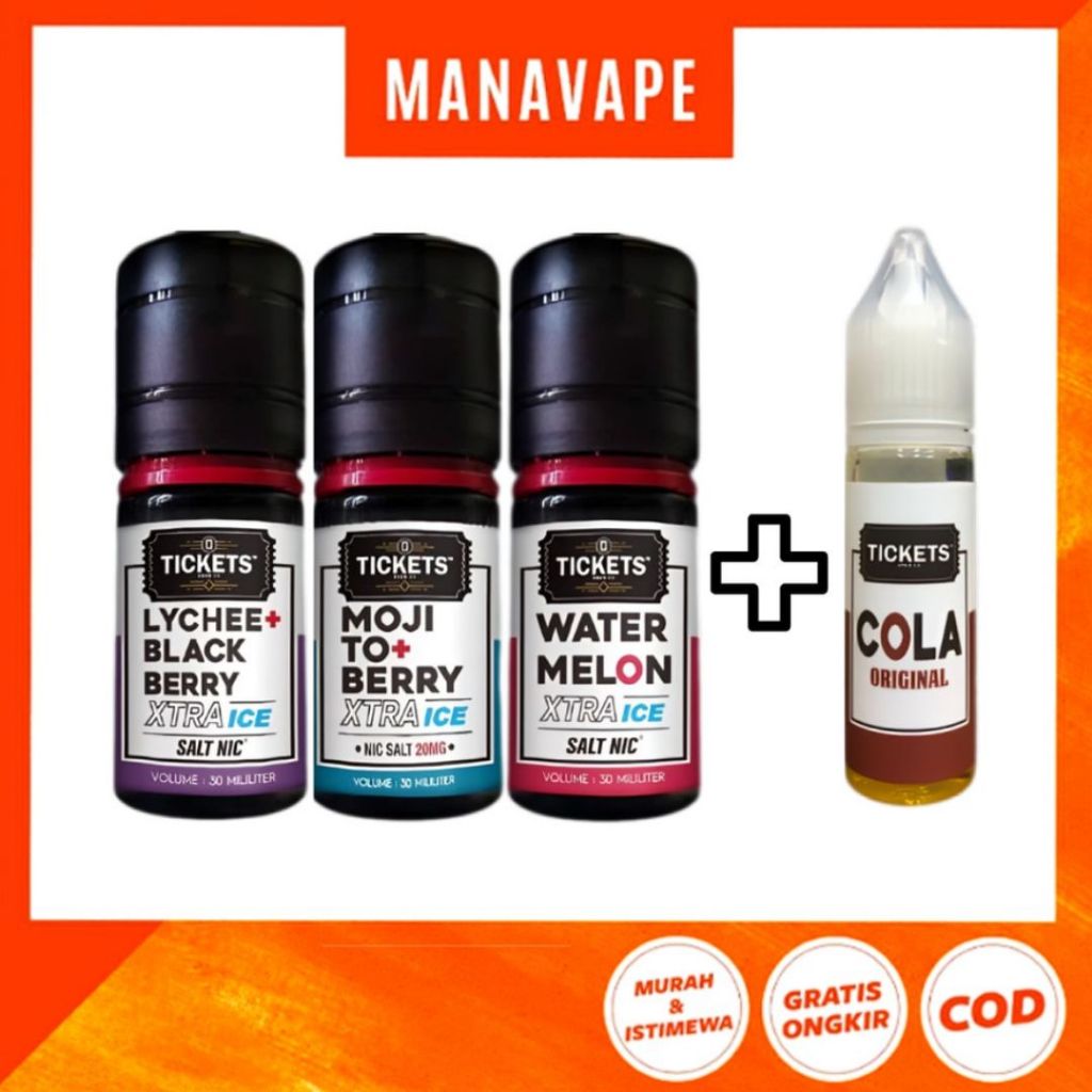 Jual Bundles Tickets Xtra Ice Salt 30ml + Tickets Cola 15ml | Shopee ...