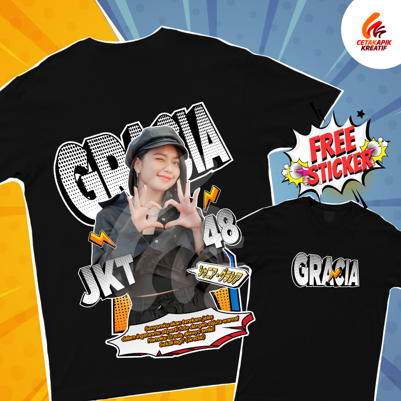 Jual (free sticker + ganci)KAOS MEMBER JKT48 MY OSHI GRACIA POP ART EDITION - BAJU T-SHIRT VIRAL ...