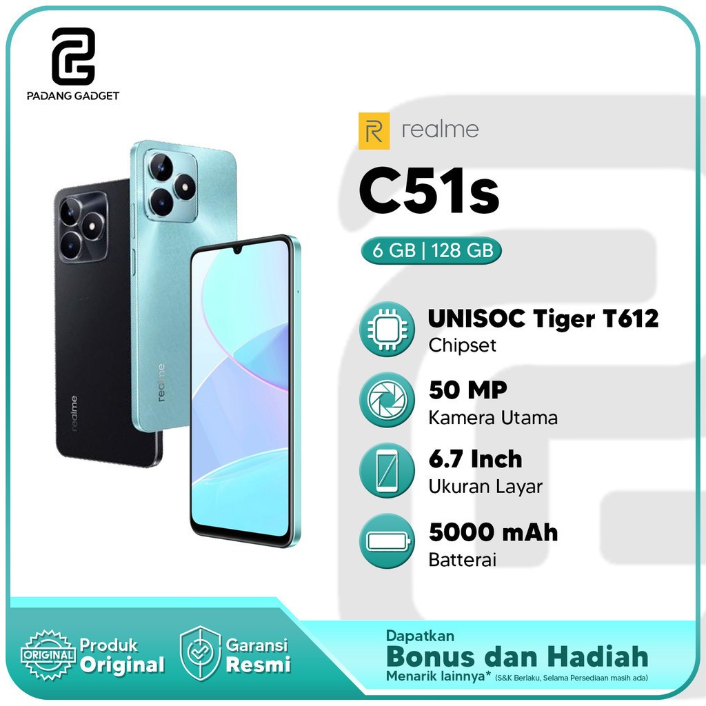 Jual realme C51s 6GB+6GB*|128GB (50MP AI Camera | 5000mAh Battery | 33W Supervooc) Original ...